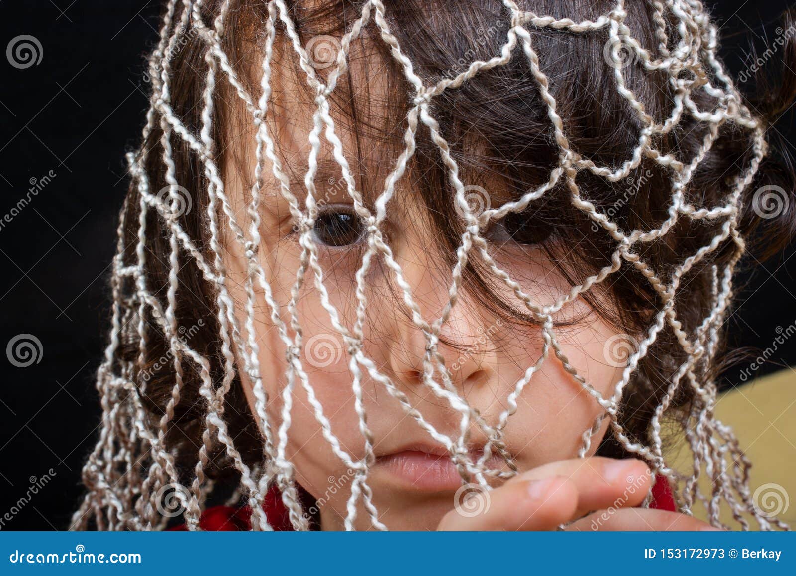 Concept of a Captivity with Boy Caught in a Net Trap Stock Image ...