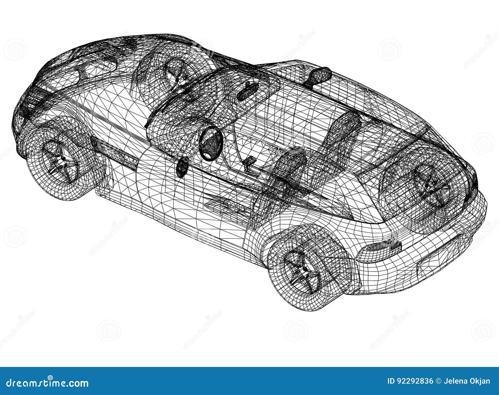 Concept Car Blueprint â€“ 3D Perspective Stock Illustration ...