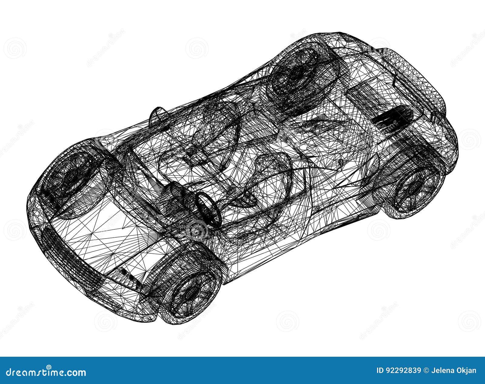 Concept Car Blueprint â€“ 3D Perspective Stock Illustration ...