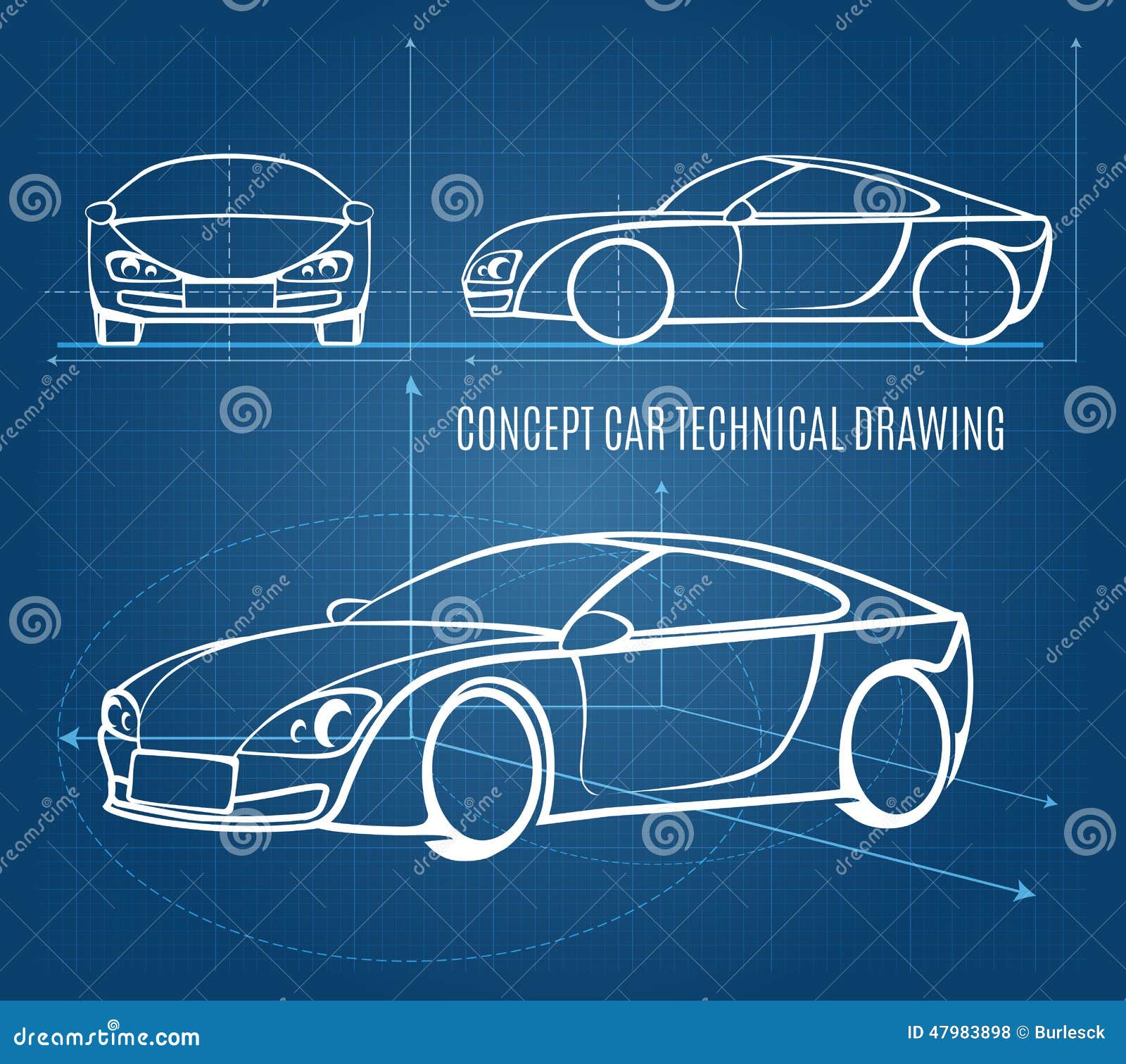 Concept Car Technical Drawing Vector Illustration | CartoonDealer.com ...