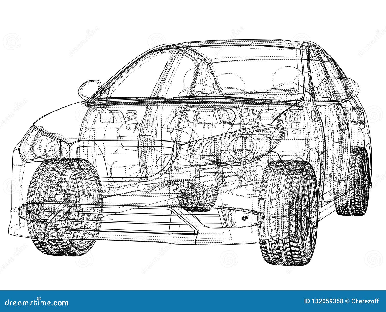 Concept Car. Vector Rendering of 3d Stock Vector - Illustration of ...