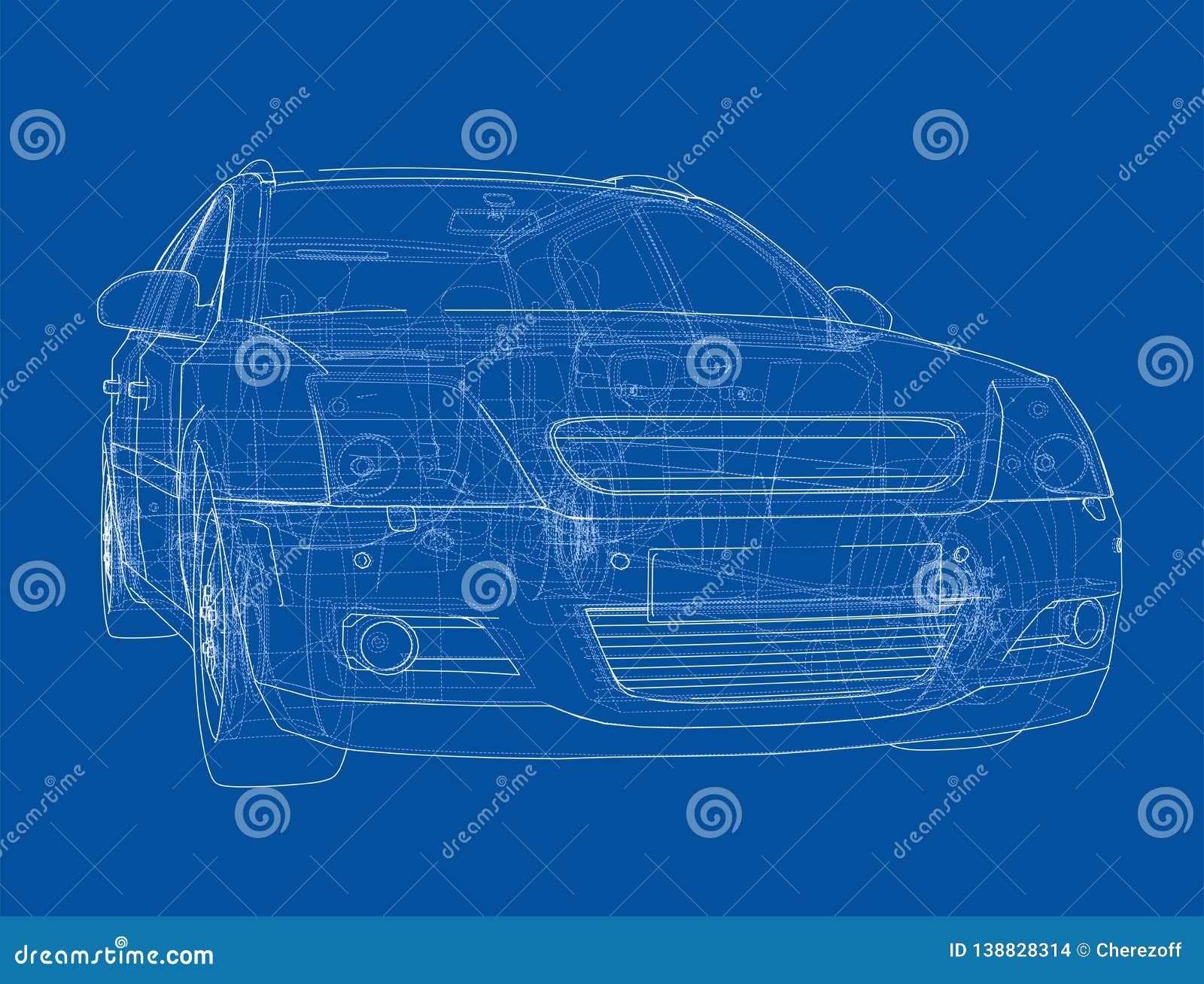 Concept Car. Vector Rendering of 3d Stock Vector - Illustration of line ...