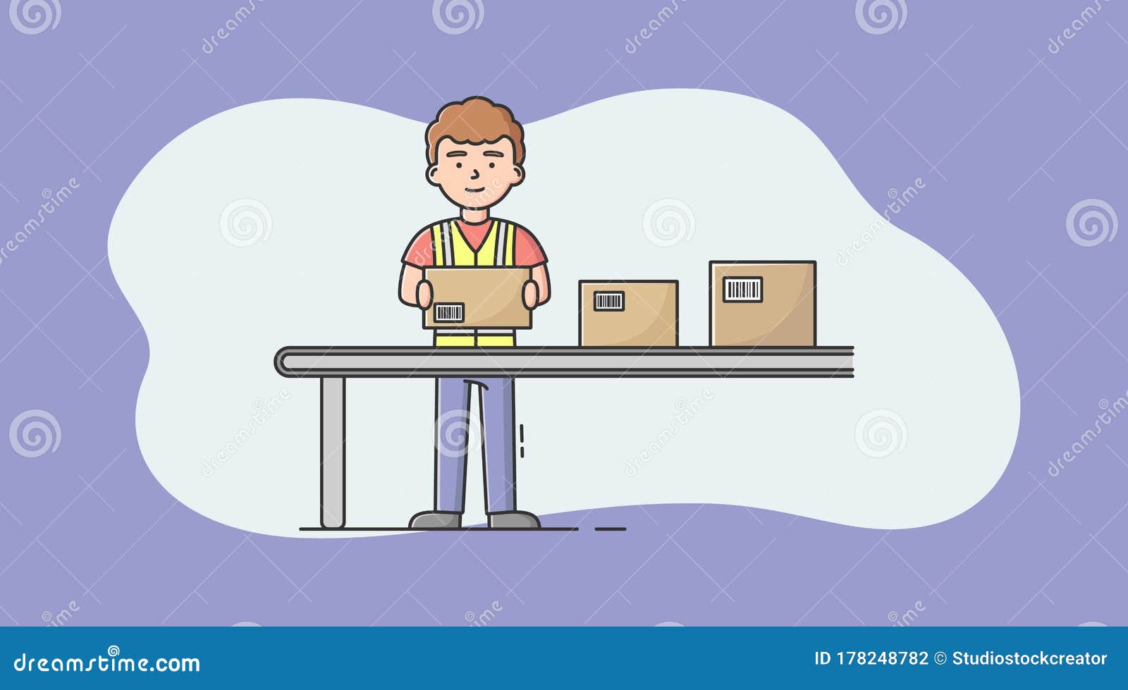 Sorting And Packing Robots Isolated Cartoon Vector Illustrations