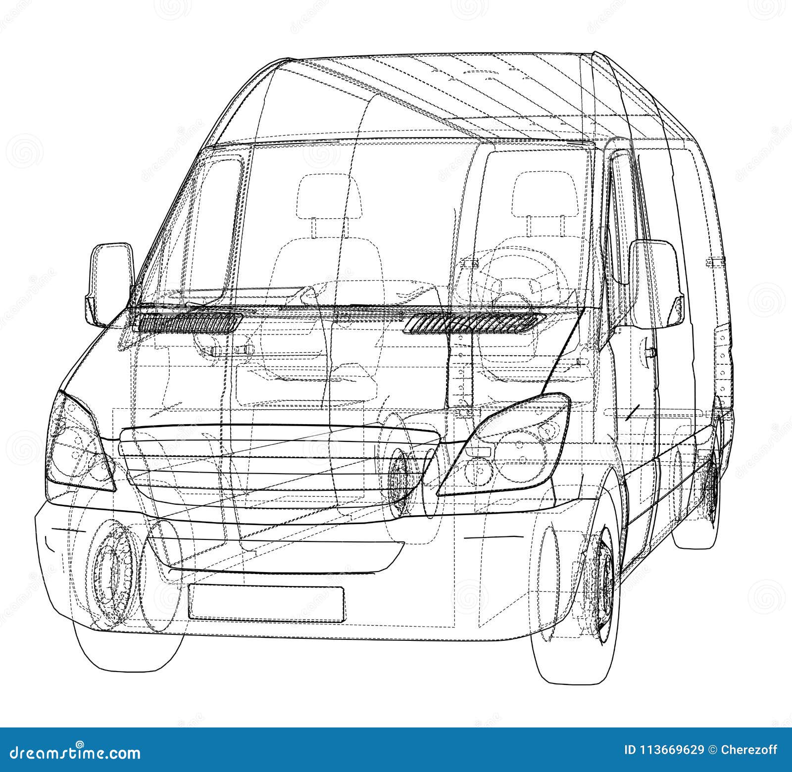 Concept Cargo Van. 3d Illustration Stock Illustration - Illustration of ...