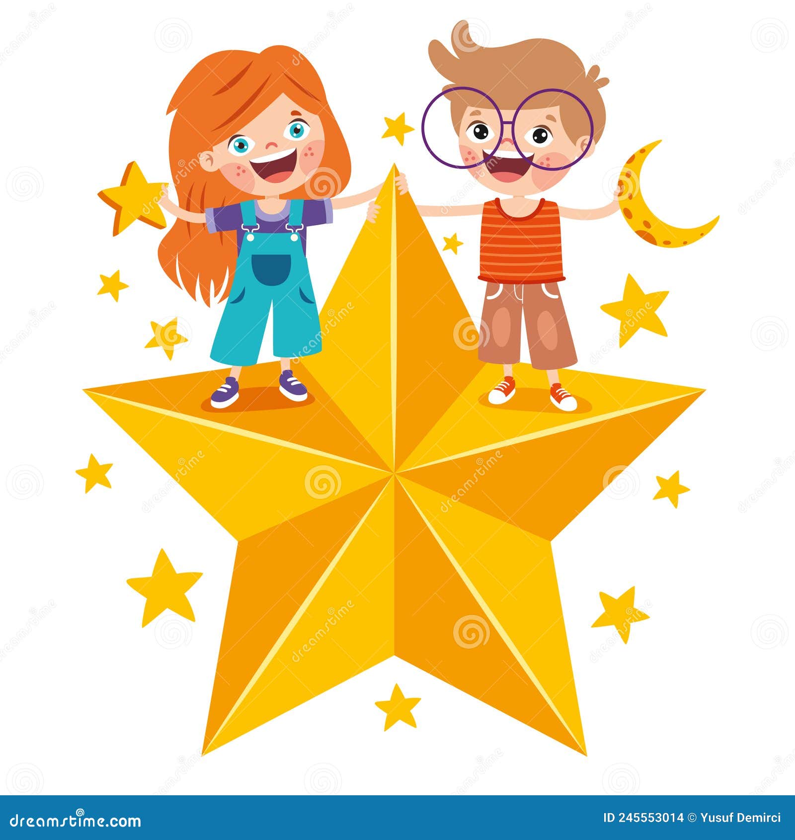 Concept of Cartoon Character with Sky Elements Stock Vector ...