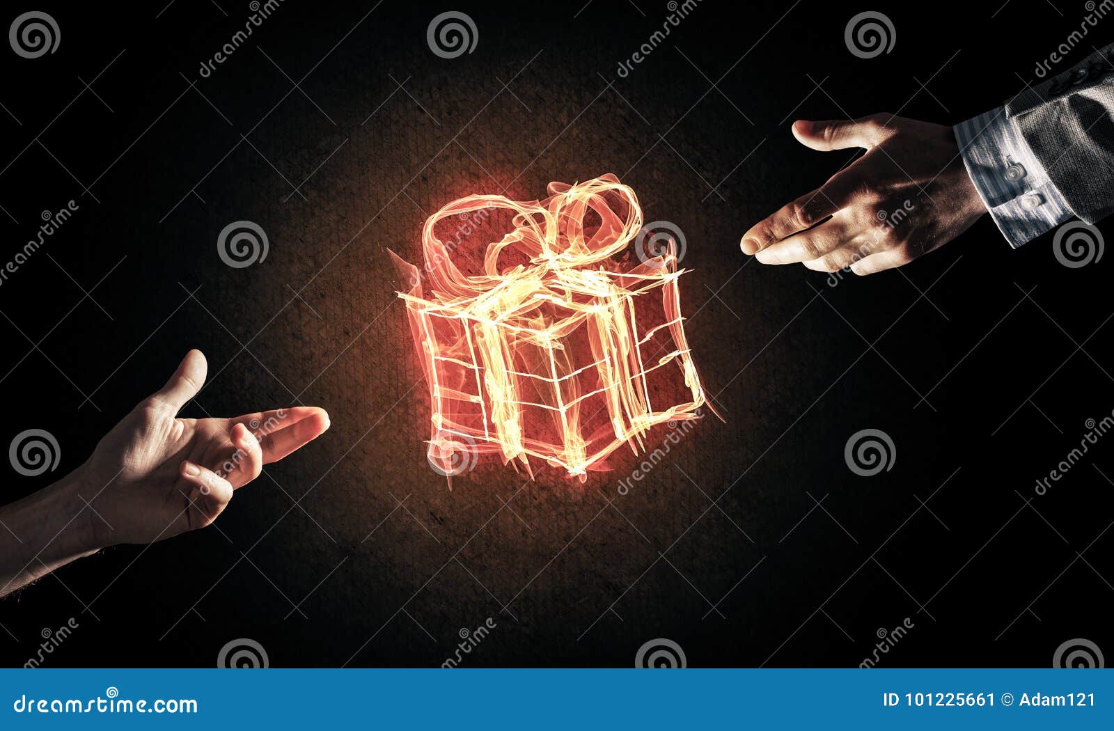 Concept of Celebration with Fire Burning Gift Symbol and Creatio Stock ...