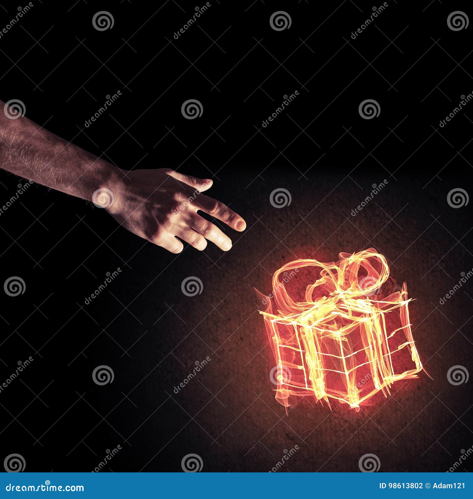 Concept of Celebration with Fire Burning Gift Symbol and Creation ...