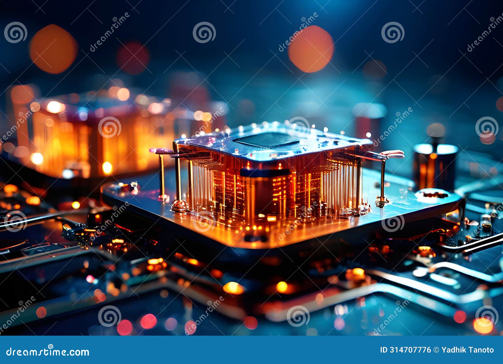 CPUs (central Processing Units) On Blue Background. 3D Illustration ...