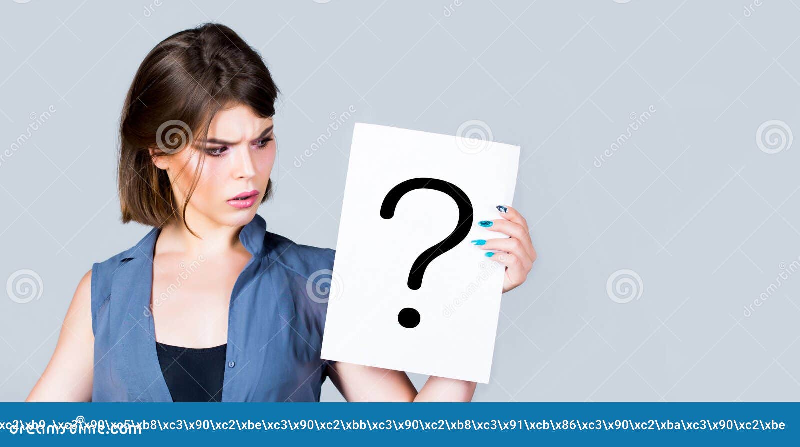 Concept - Challenging Issue, Looking for the Answer. Woman with ...