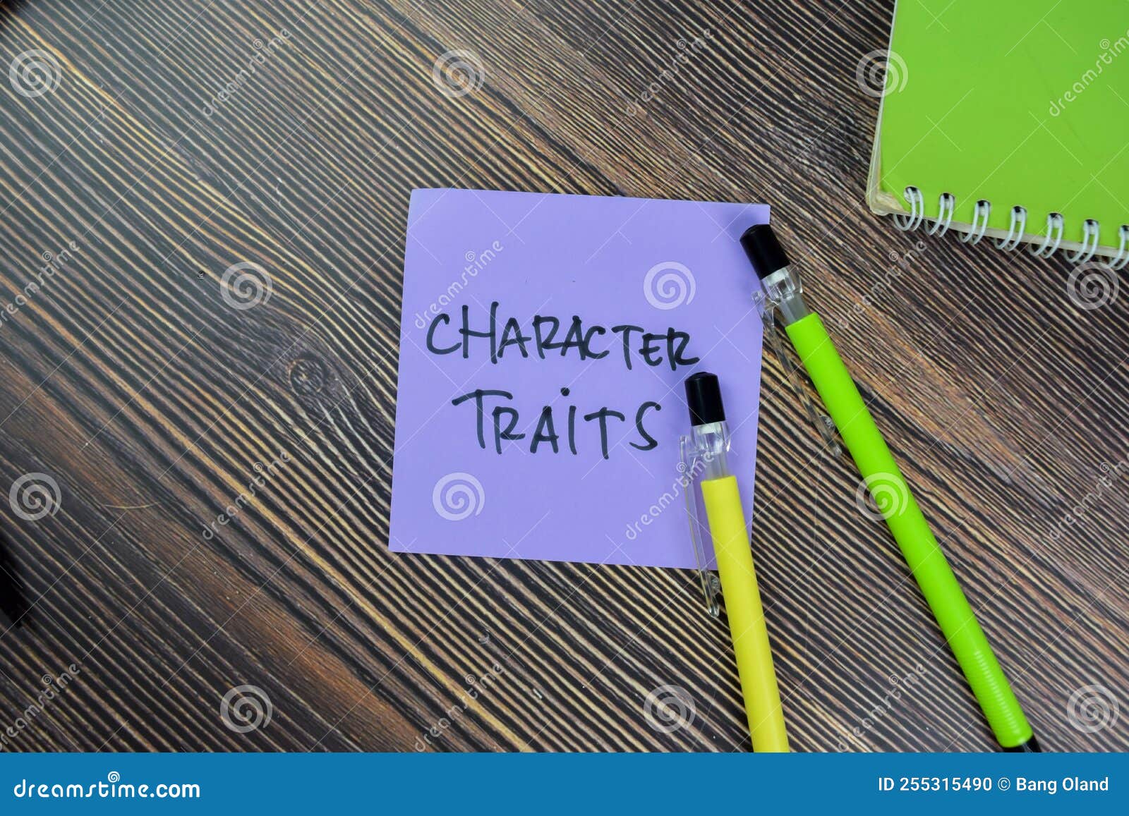 Concept of Character Traits Write on Sticky Notes Isolated on Wooden ...