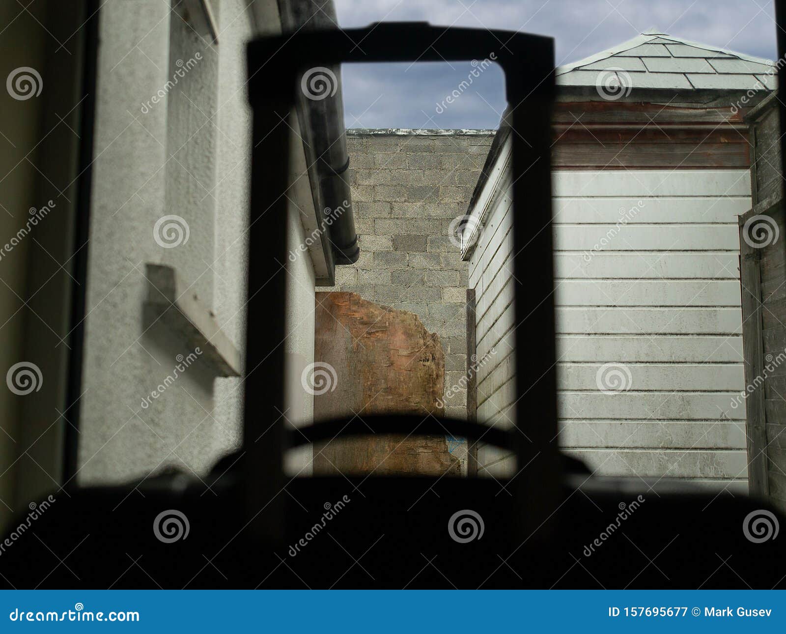 Concept Cheap Travel Accommodation, Ugly View through the Window ...