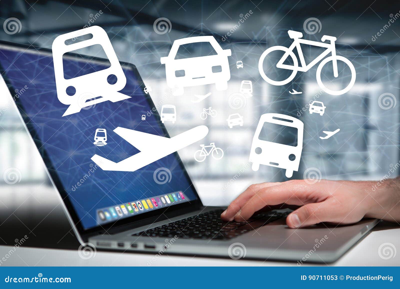 Concept of Checking Different Way To Go on Holidays on a Device Stock ...