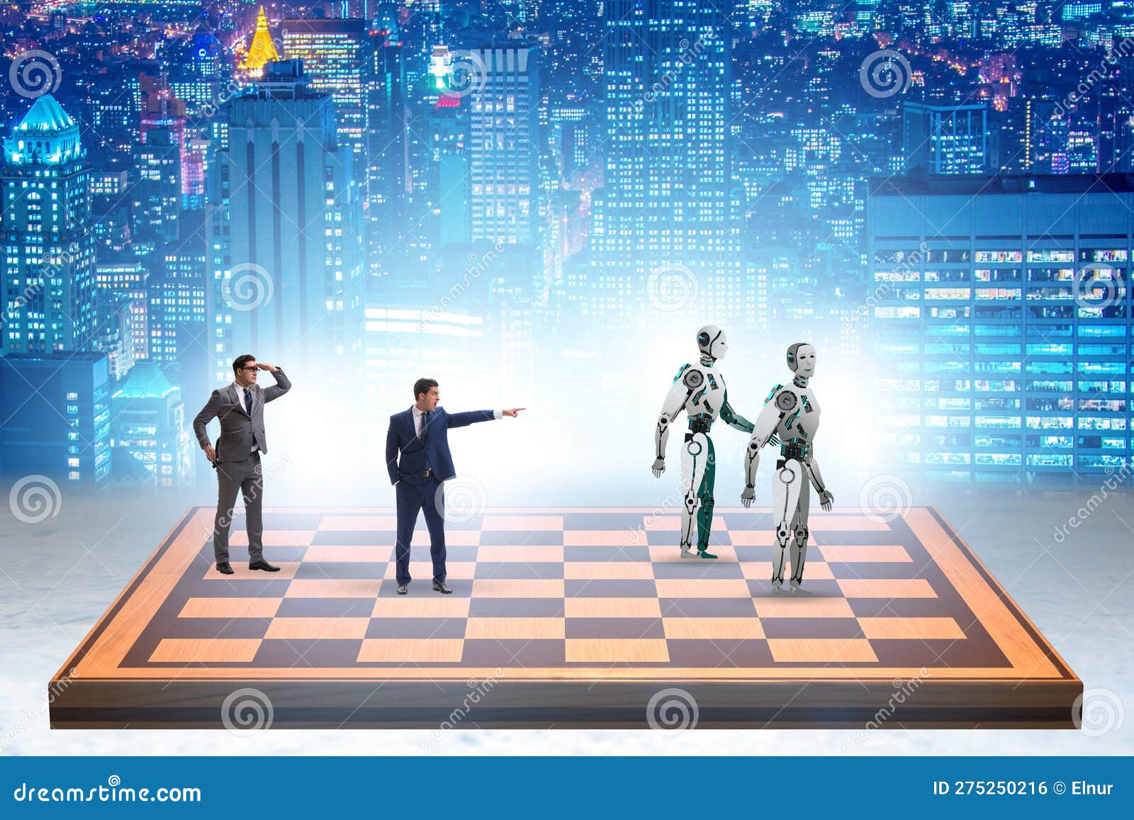 Concept of Chess Played by Humans Versus Robots Stock Photo - Image of ...