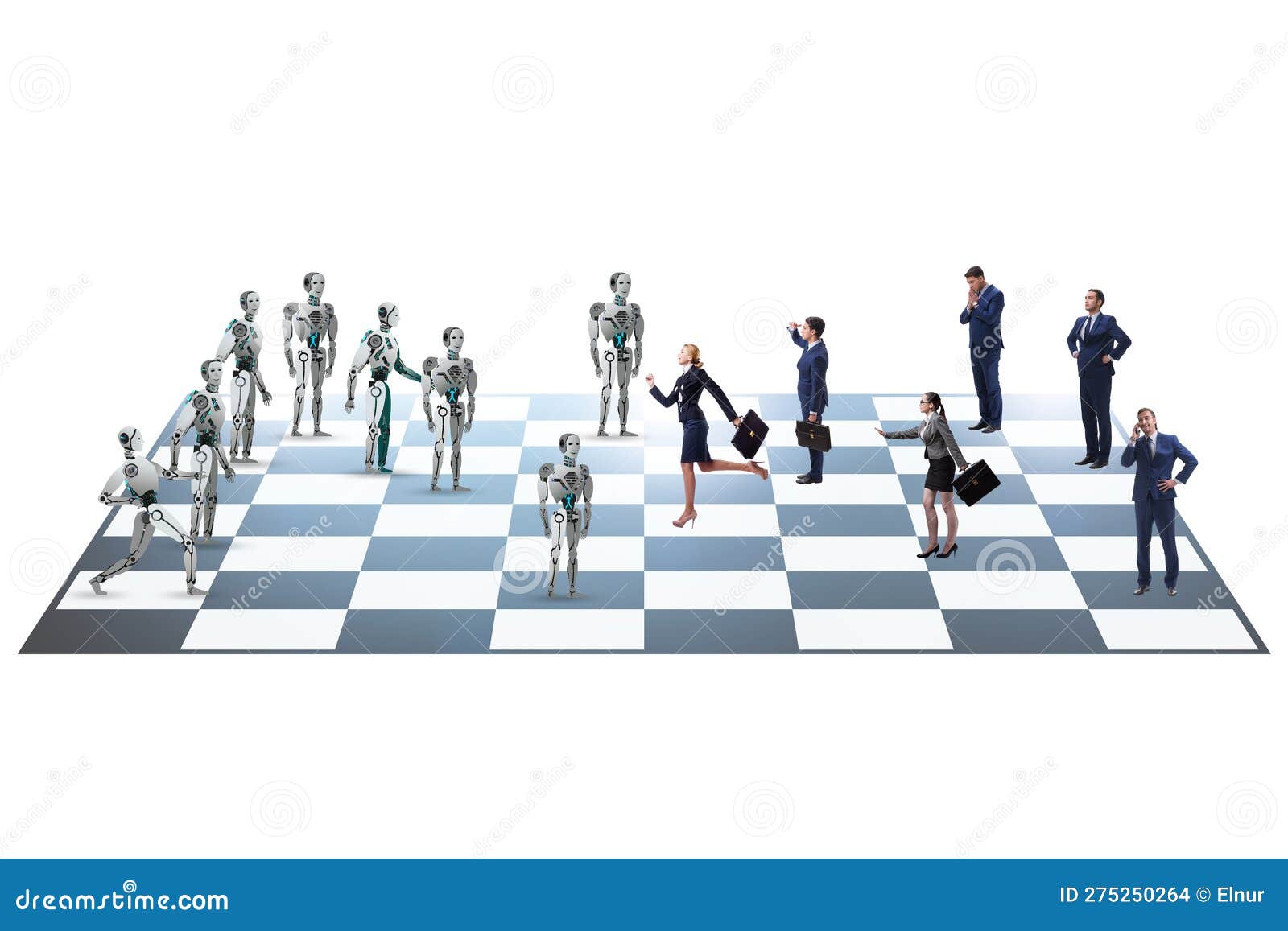 Concept of Chess Played by Humans Versus Robots Stock Illustration ...