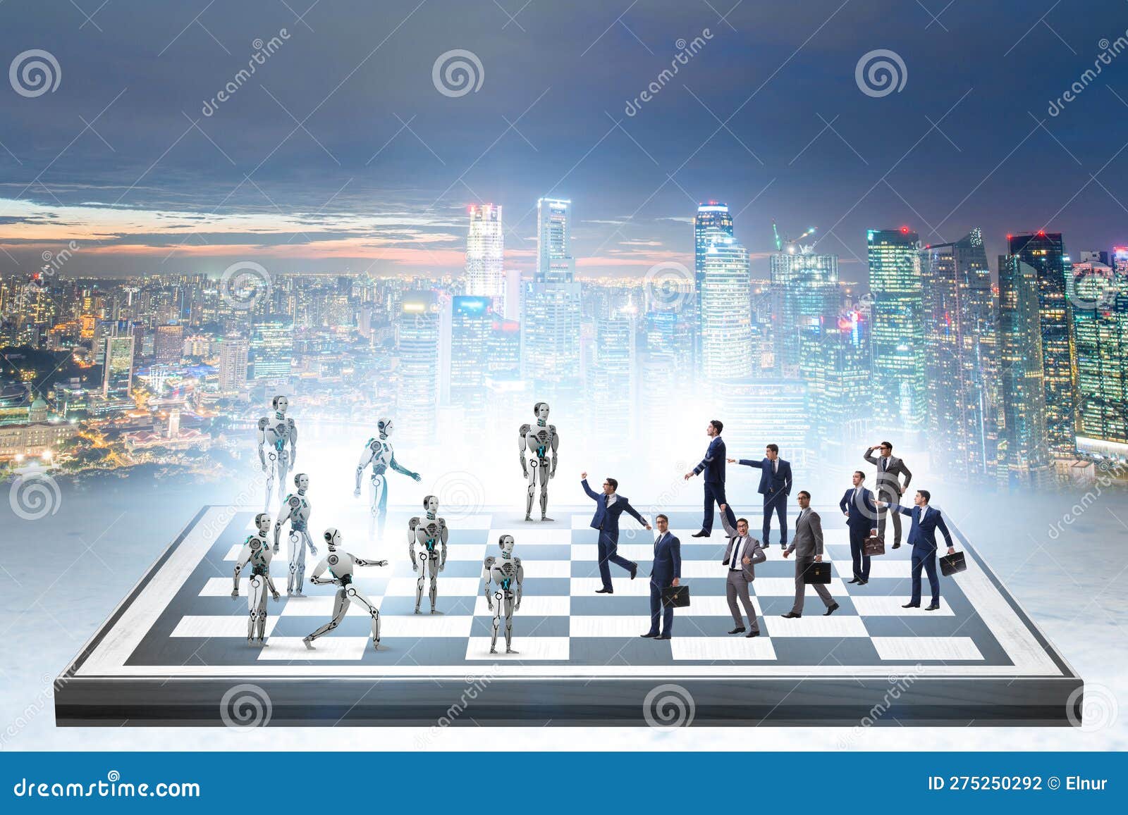 Concept of Chess Played by Humans Versus Robots Stock Photo - Image of ...