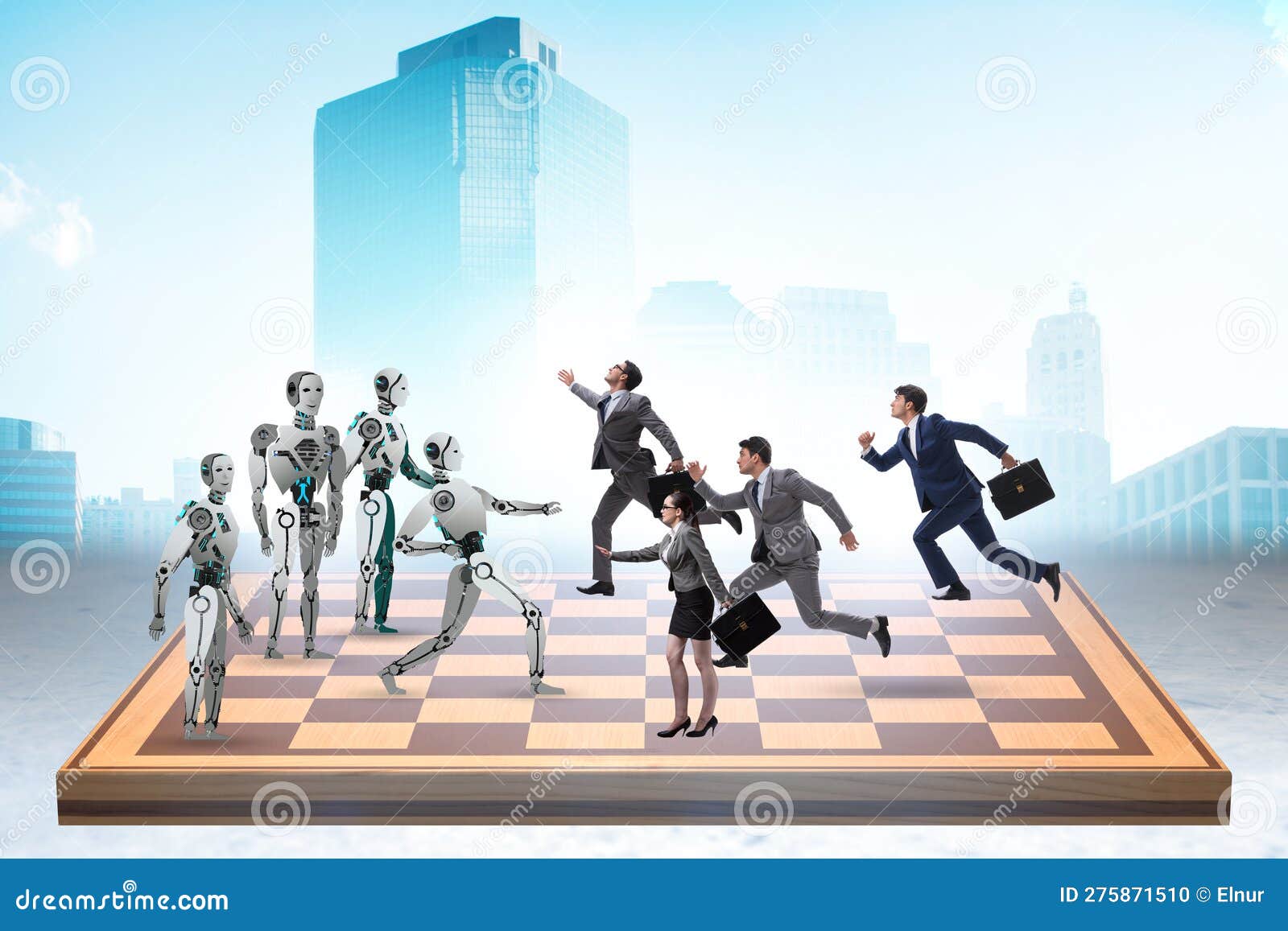 Concept of Chess Played by Humans Versus Robots Stock Photo - Image of ...
