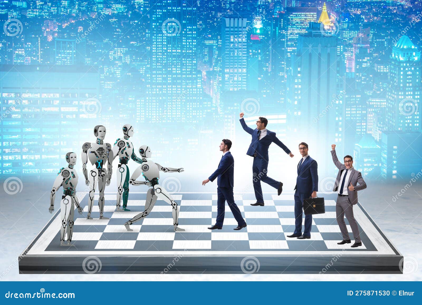 Concept of Chess Played by Humans Versus Robots Stock Photo - Image of ...