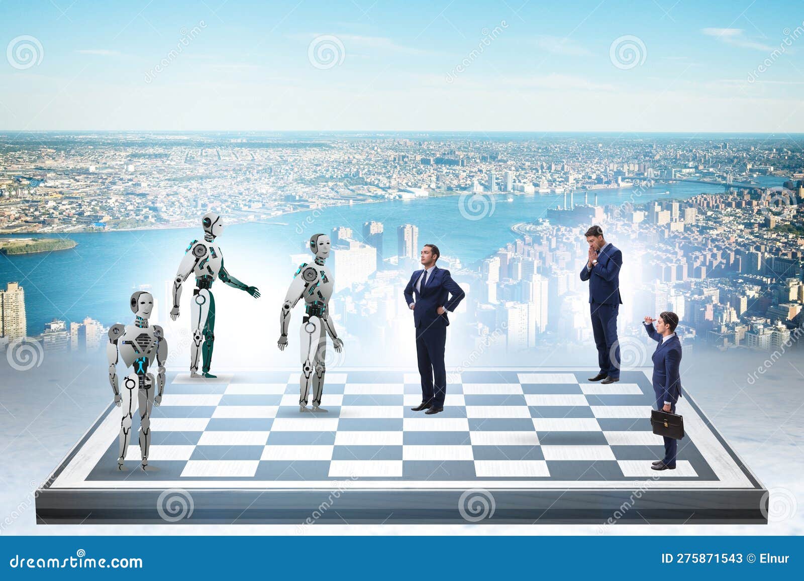 Concept of Chess Played by Humans Versus Robots Stock Image - Image of ...