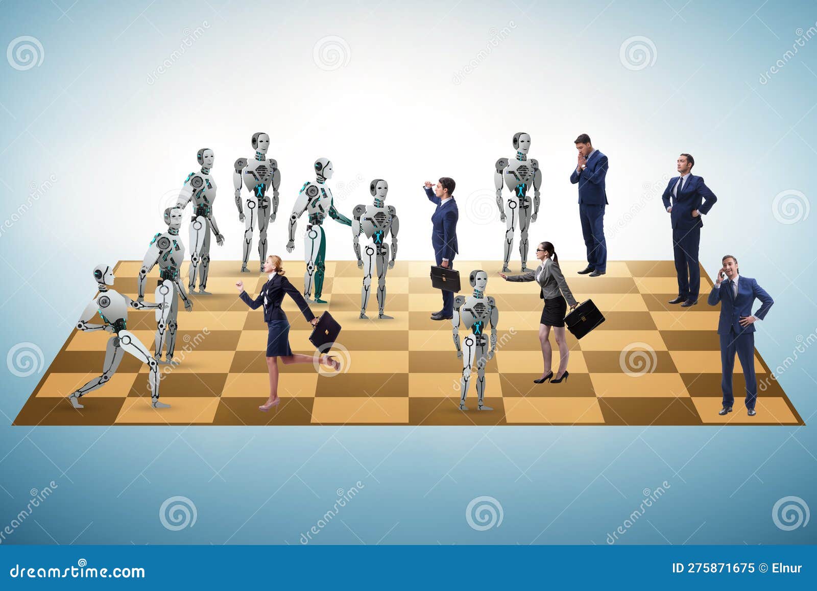 Concept of Chess Played by Humans Versus Robots Stock Illustration ...
