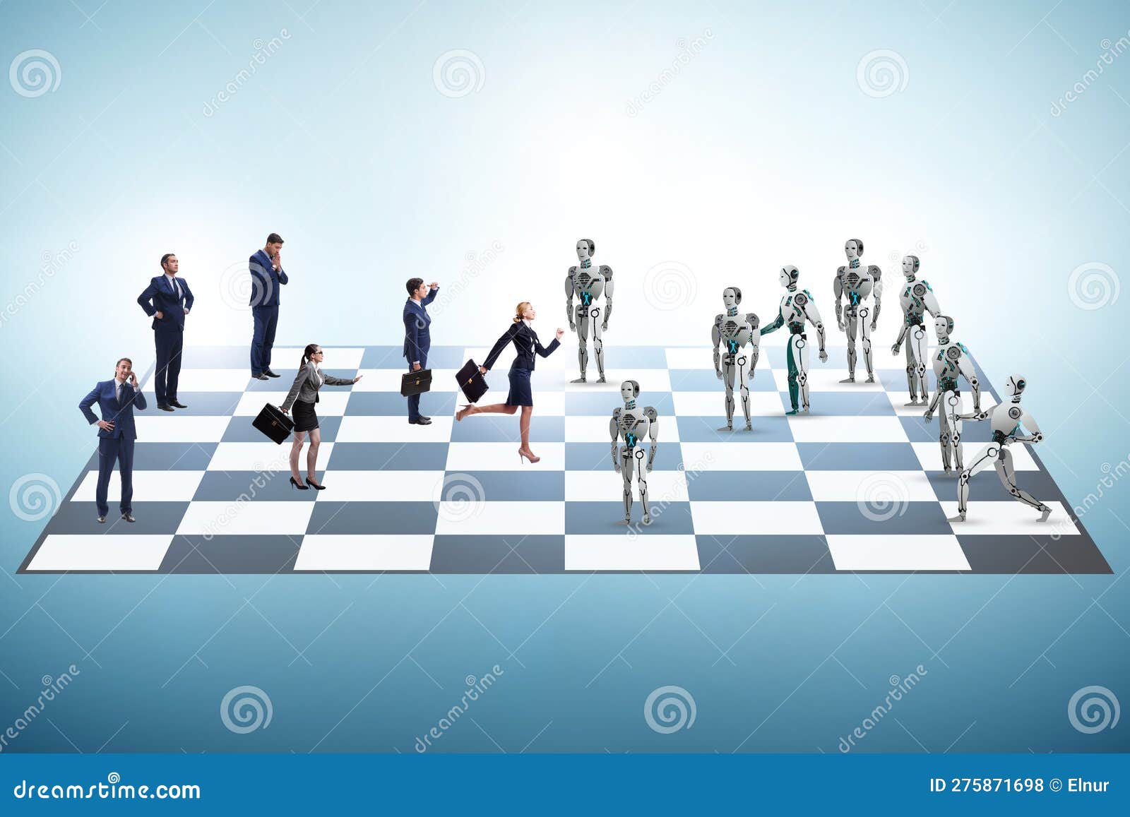 Concept of Chess Played by Humans Versus Robots Stock Illustration ...