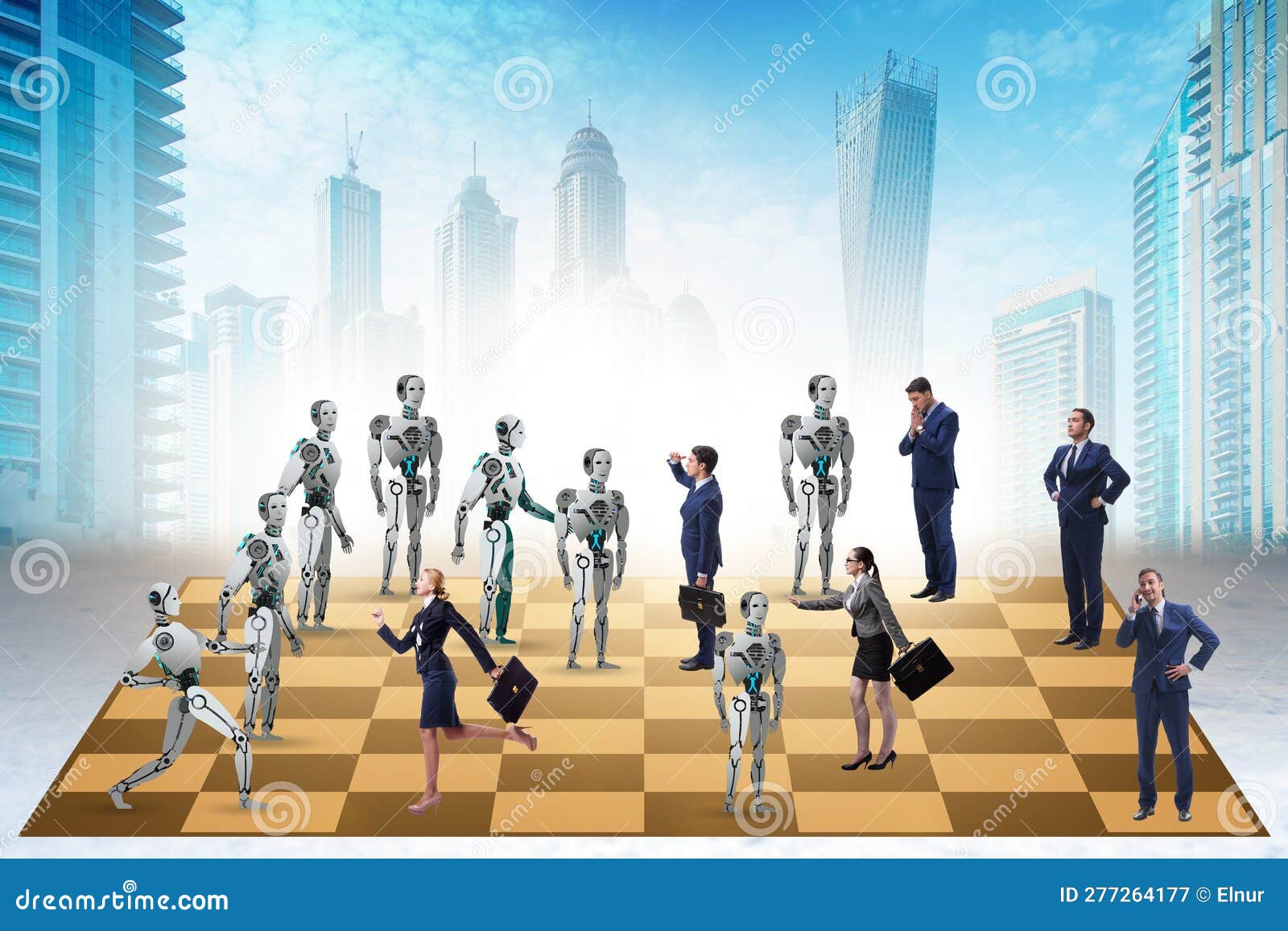Concept of Chess Played by Humans Versus Robots Stock Image - Image of ...