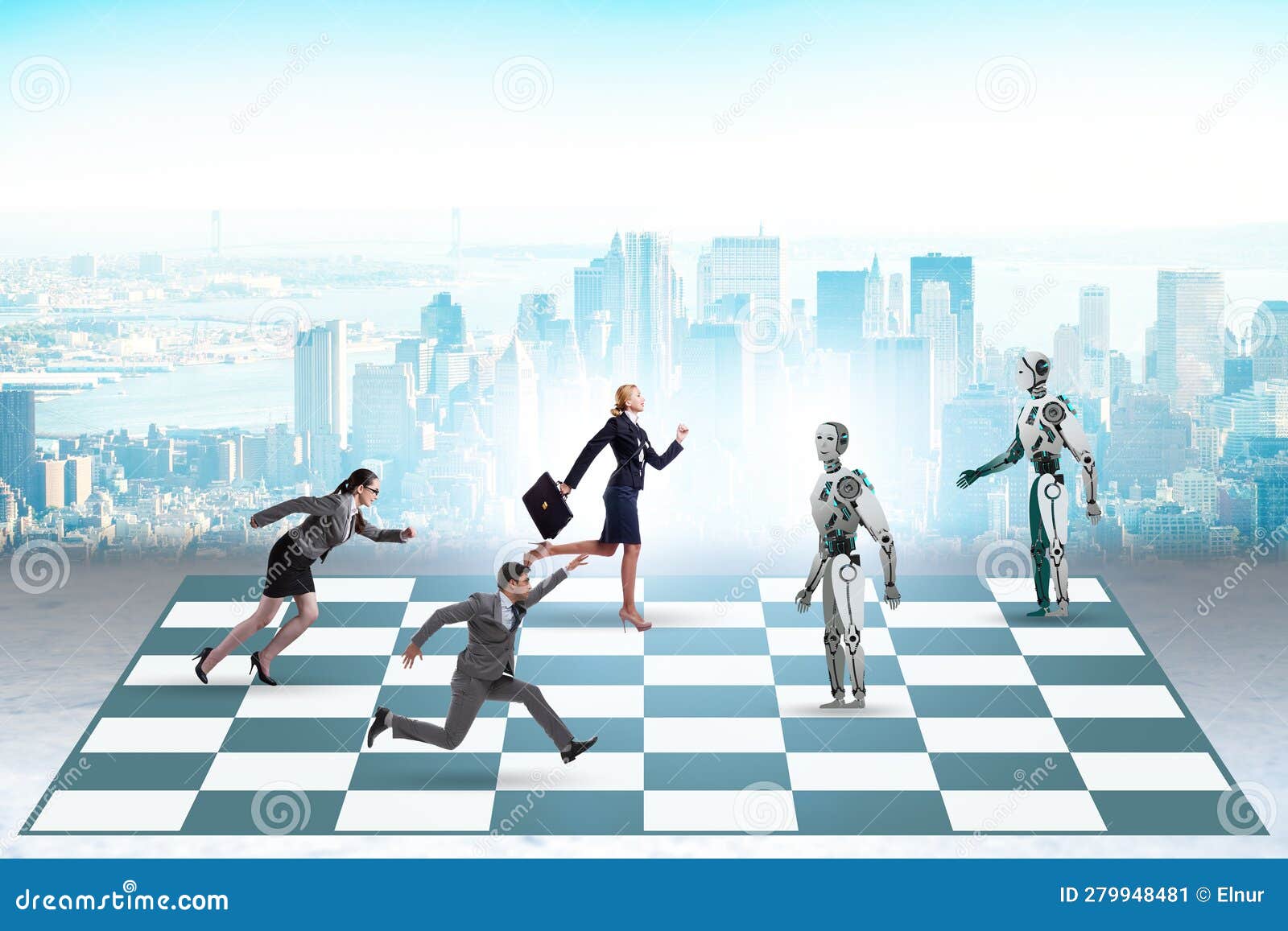 Concept of Chess Played by Humans Versus Robots Stock Image - Image of ...