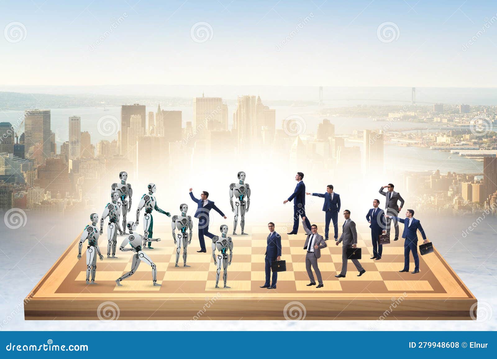 Concept of Chess Played by Humans Versus Robots Stock Photo - Image of ...