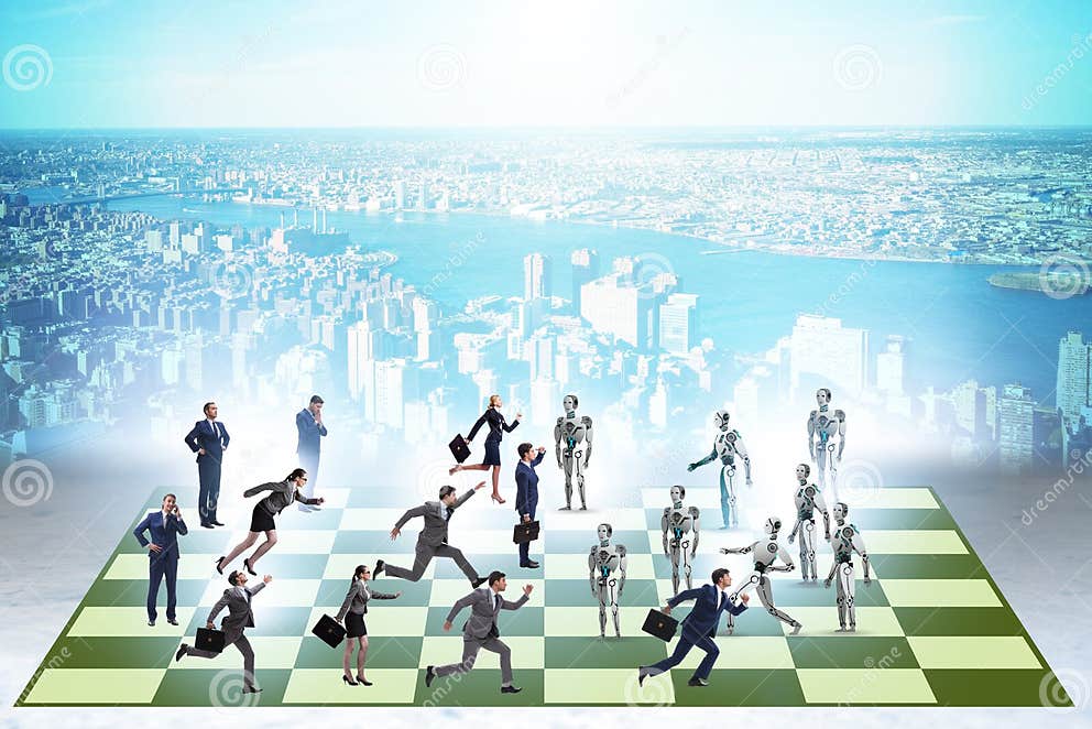 Concept of Chess Played by Humans Versus Robots Stock Image - Image of ...