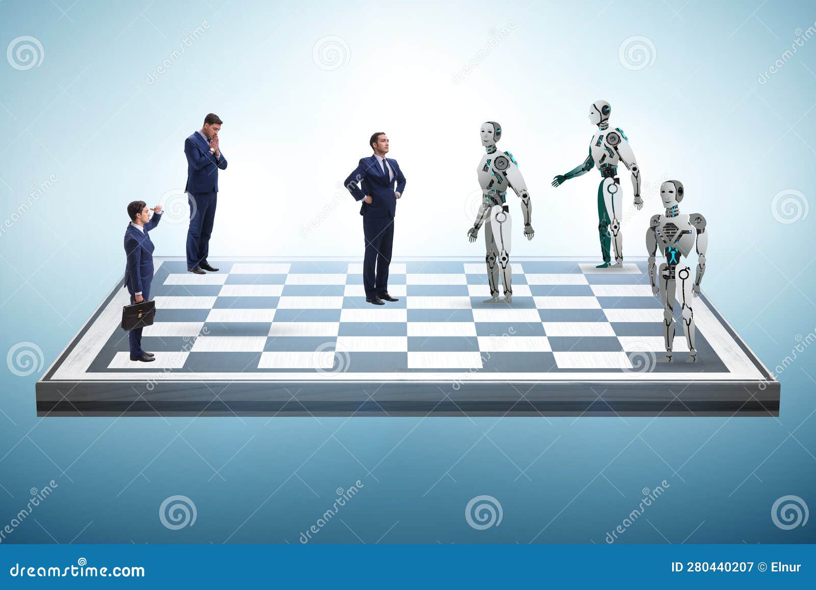 Concept of Chess Played by Humans Versus Robots Stock Image - Image of ...