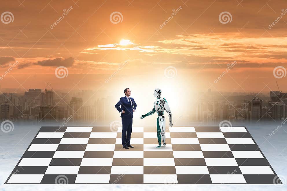 Concept of Chess Played by Humans Versus Robots Stock Image - Image of ...