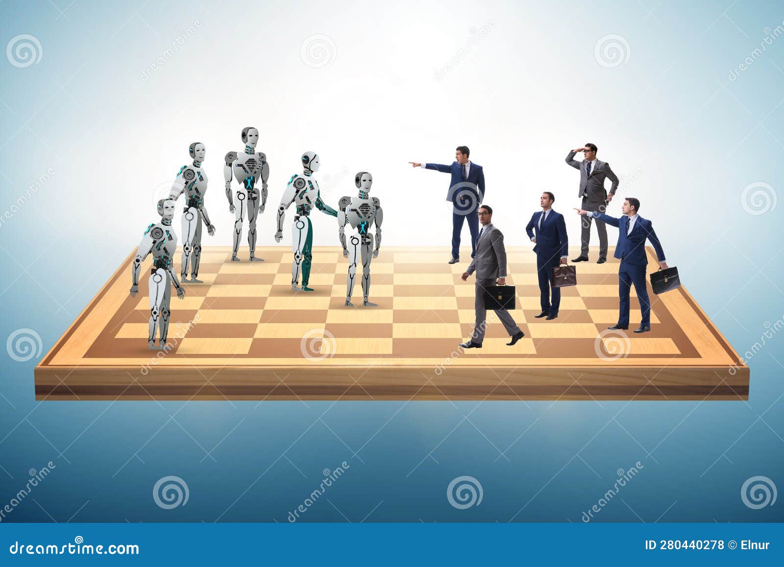 Concept of Chess Played by Humans Versus Robots Stock Photo - Image of ...