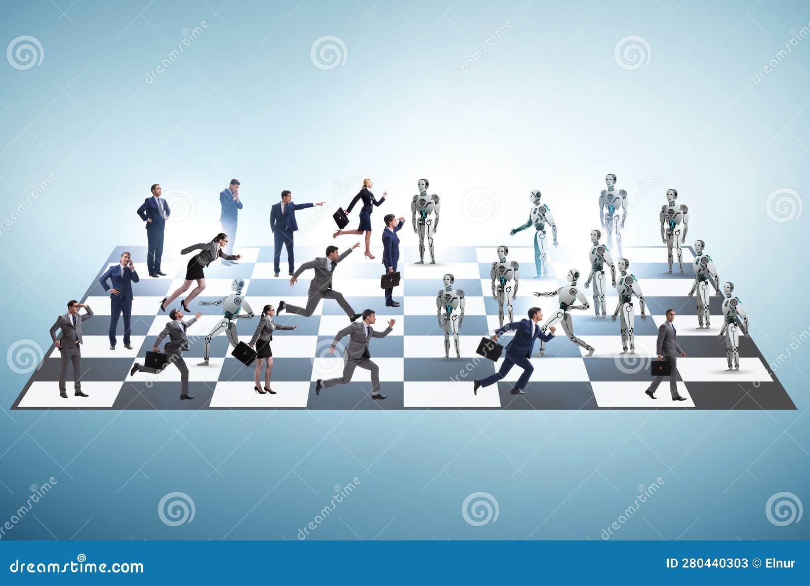 Concept of Chess Played by Humans Versus Robots Stock Image - Image of ...