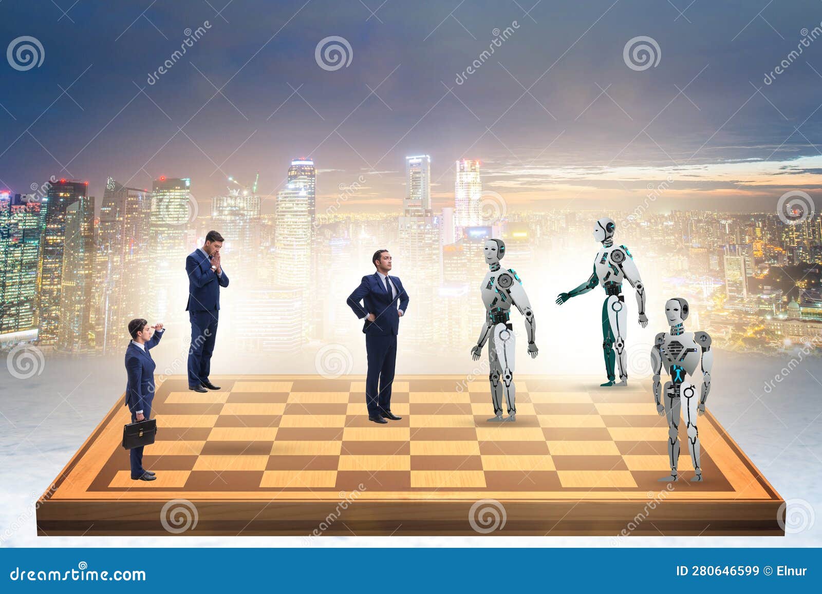 Concept of Chess Played by Humans Versus Robots Stock Image - Image of ...