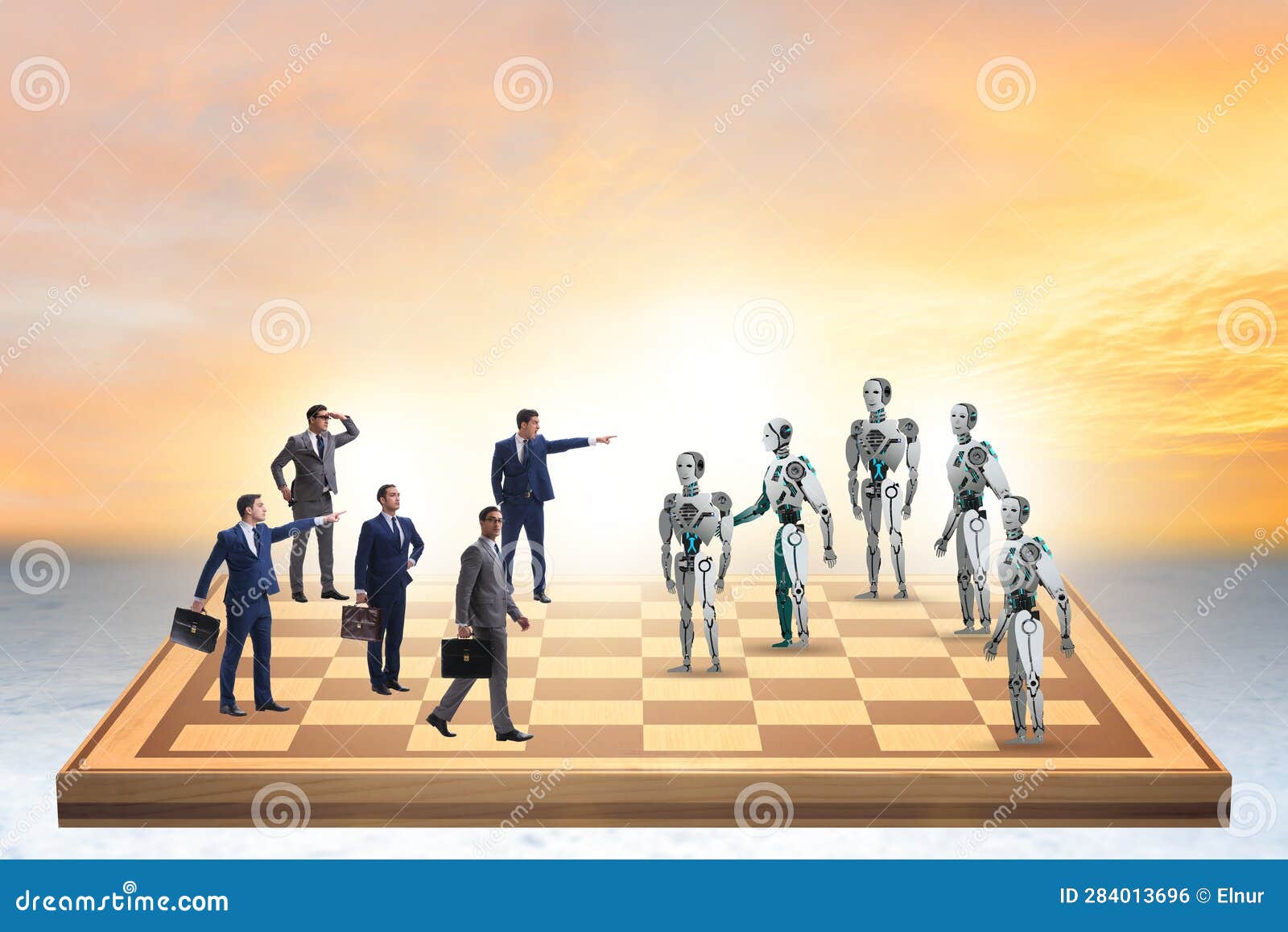 Concept of Chess Played by Humans Versus Robots Stock Photo - Image of ...