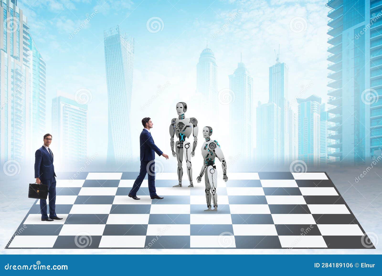 Concept of Chess Played by Humans Versus Robots Stock Photo - Image of ...