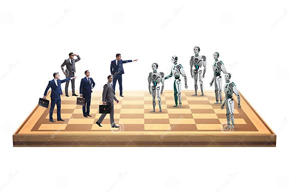 Concept of Chess Played by Humans Versus Robots Stock Image - Image of ...
