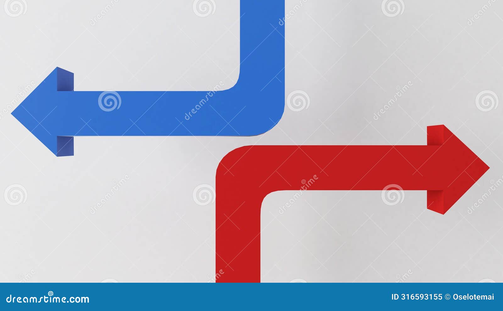 Concept of Choice in Decision Making. ,the Red and Blue Arrows Turn in ...