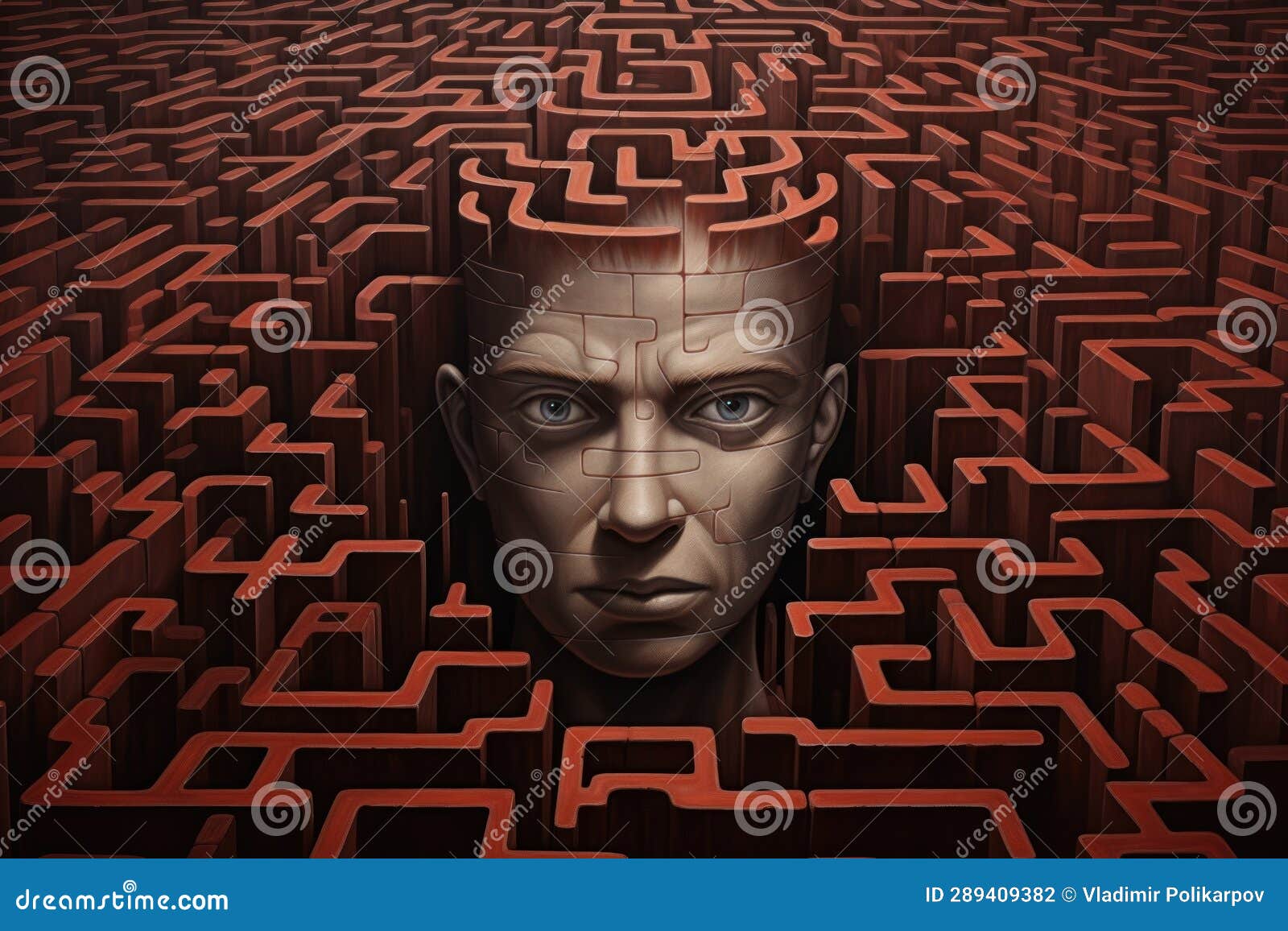 Concept of Choice. a Human Head with Labyrinths Stock Photo - Image of ...