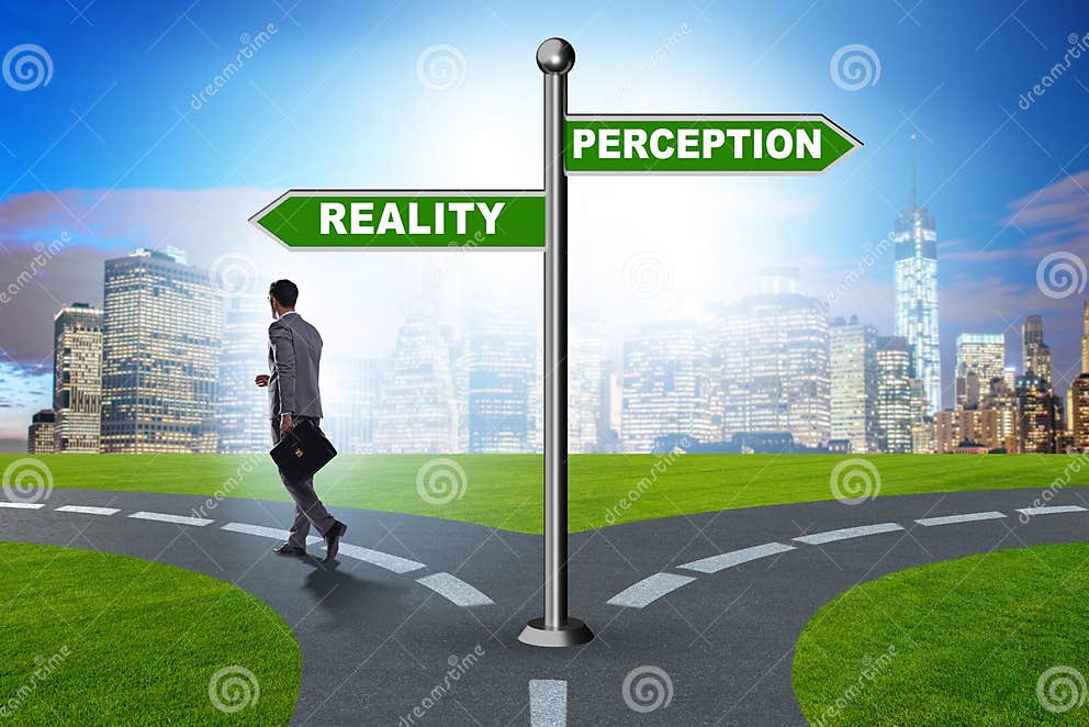 Concept of Choosing Perception or Reality Stock Illustration ...