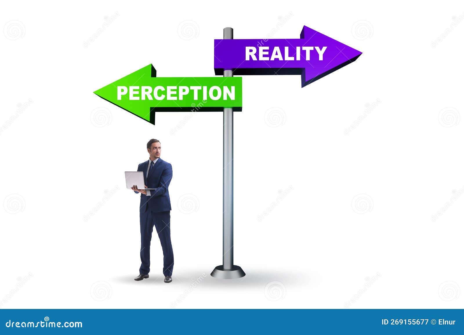 Concept of Choosing Perception or Reality Stock Illustration ...