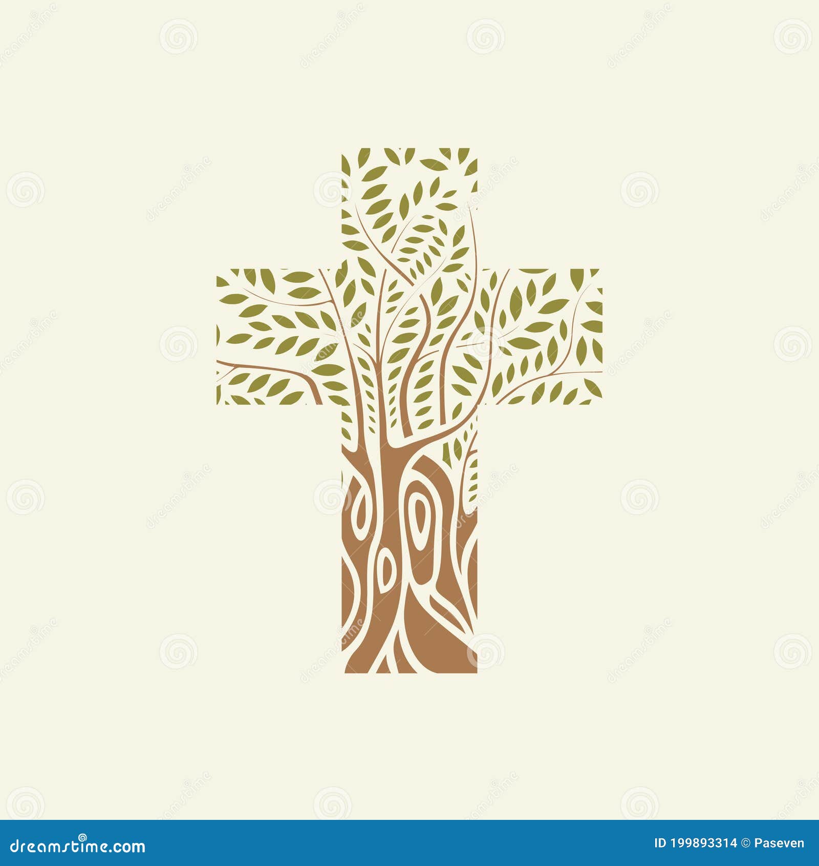 Flat Design of Christian Cross in the Form of Tree Stock Vector ...