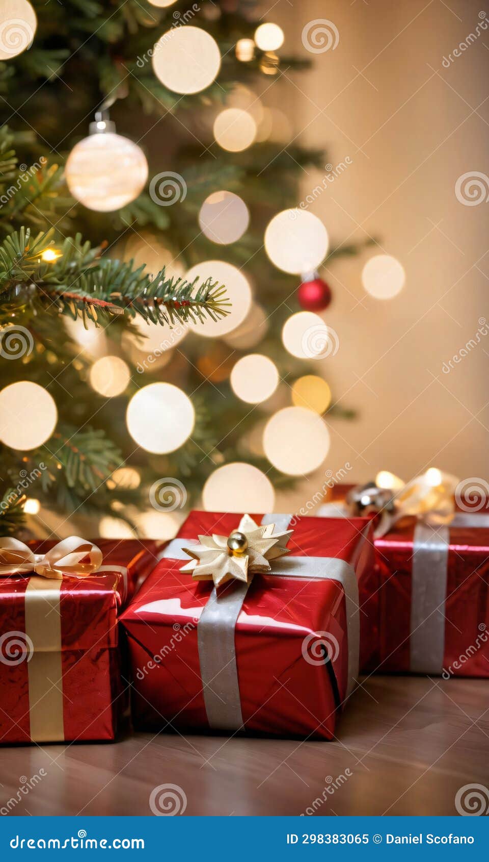 Christmas Presents Under a Tree with Soft Glowing Light. Generative AI ...