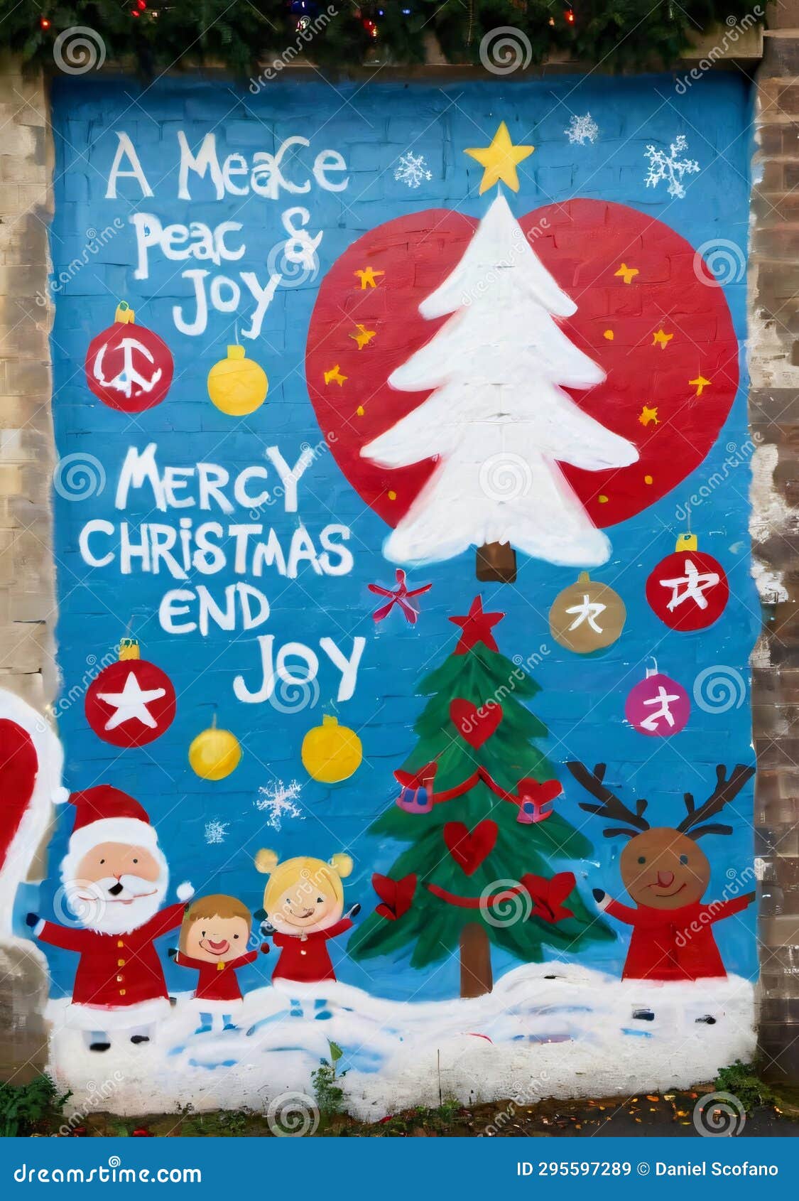 A Christmas-Themed Mural on a School Wall, with a Message of Peace and ...