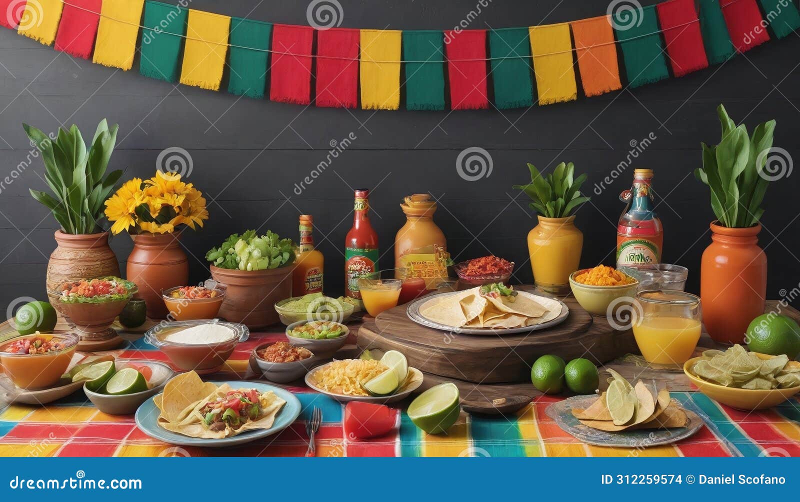 Cinco De Mayo Table Setup Mock-Up. Generative AI Stock Illustration ...