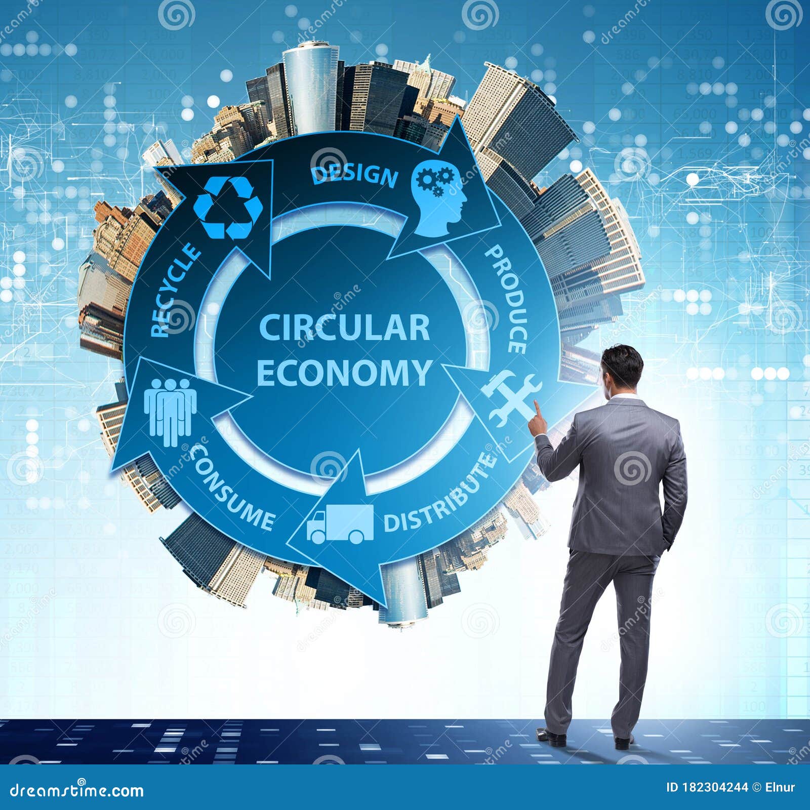 Concept of Circular Economy with Businessman Stock Photo - Image of ...