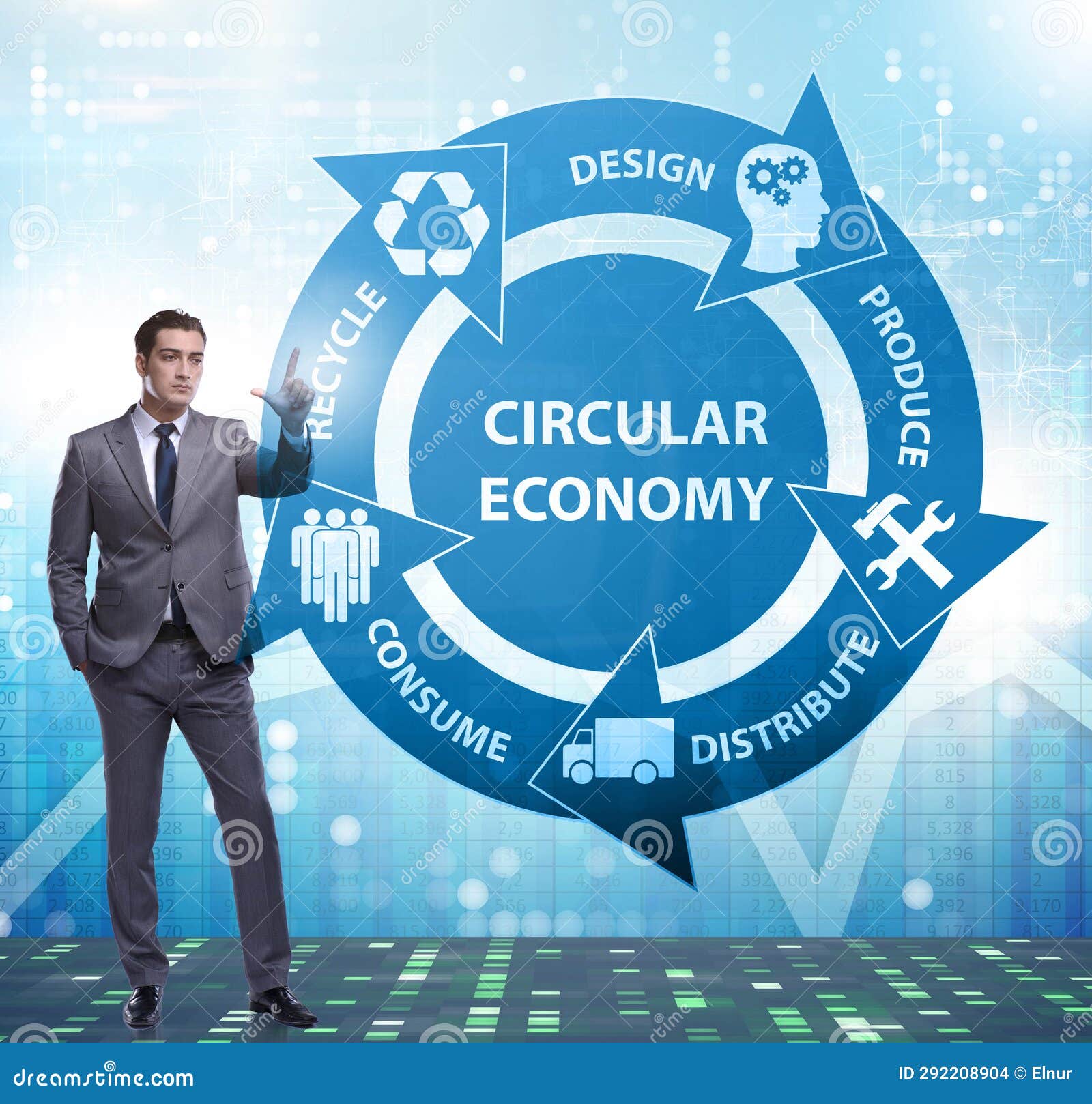 Concept of Circular Economy with Businessman Stock Photo - Image of ...