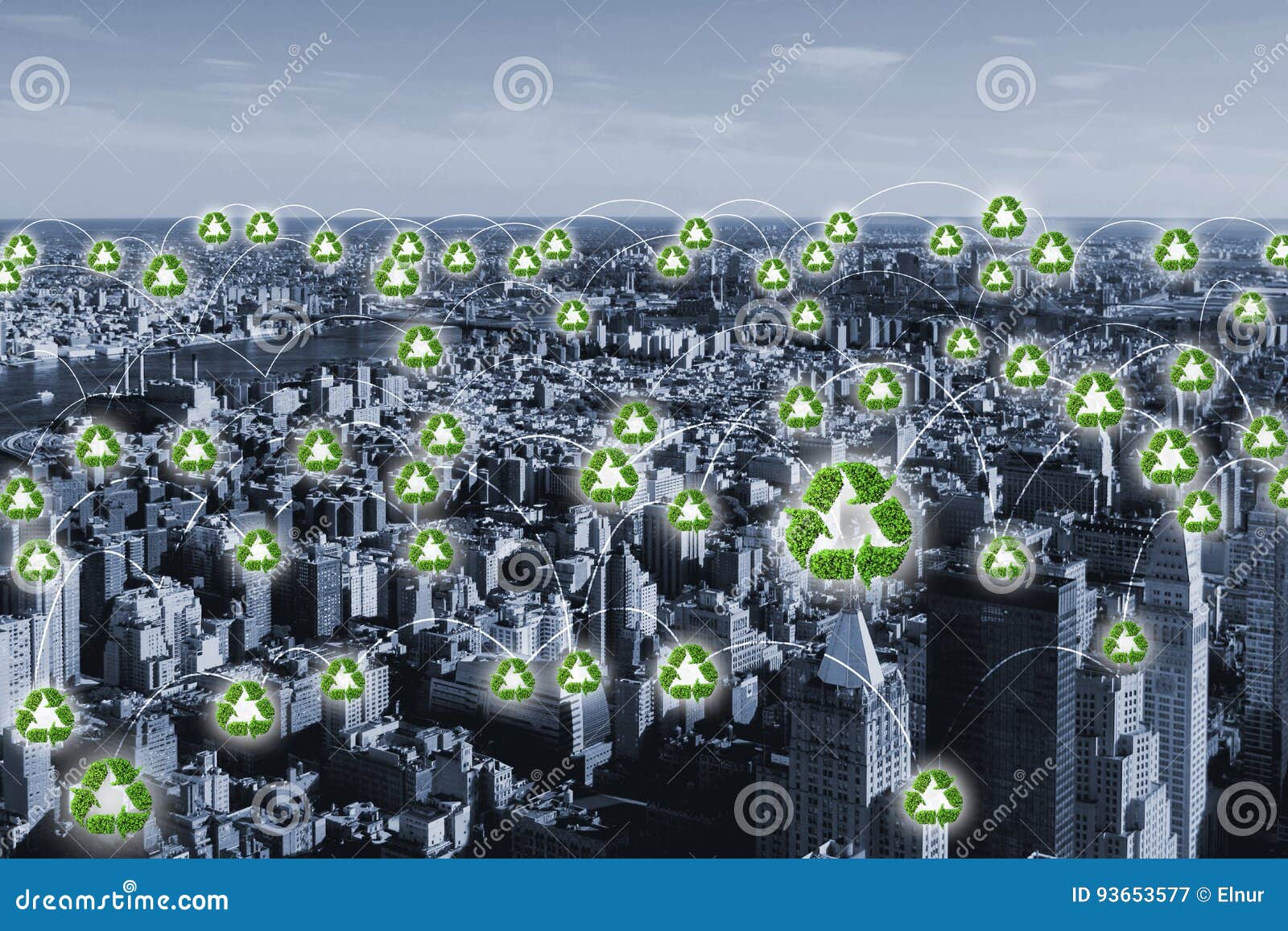 The Concept of City Powered by Green Energy Stock Illustration ...
