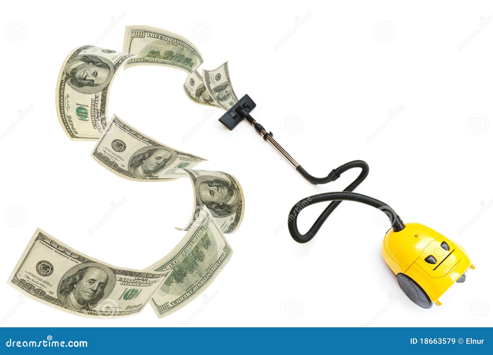Concept with Cleaner Sucking Money Stock Image - Image of clean ...