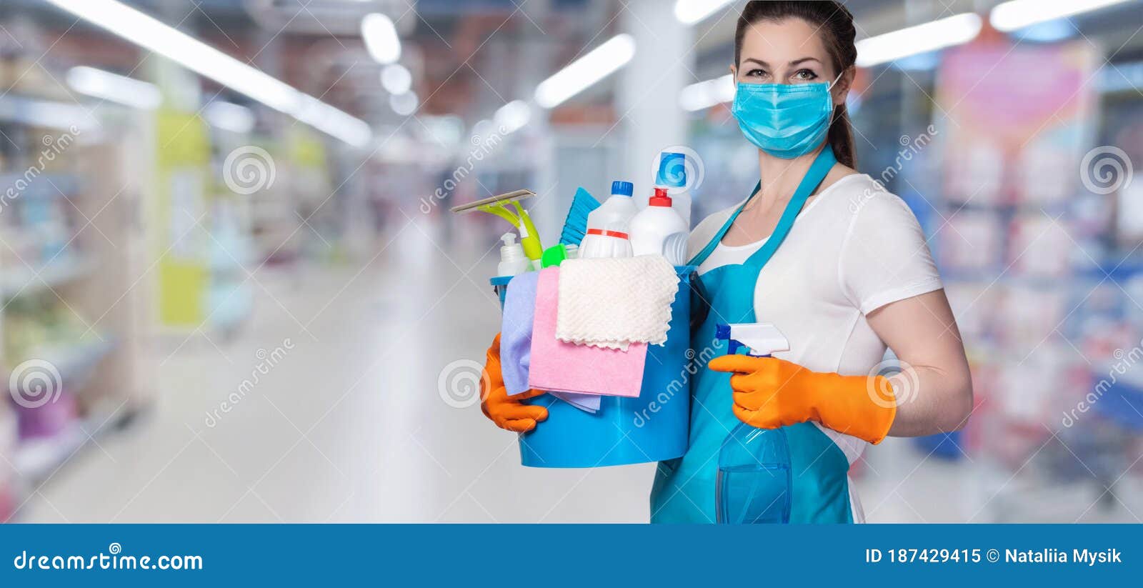 Concept of Cleaning Stores and Supermarkets Stock Image - Image of ...