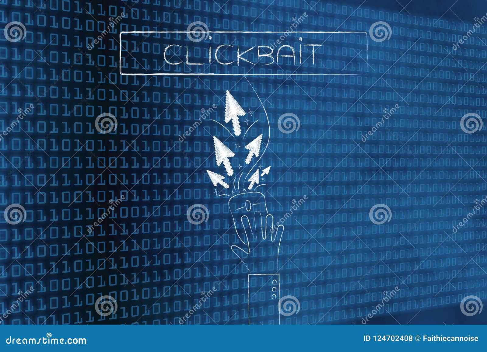 Clickbait Button with Laptop Mouse Attached To it with Hand Clicking ...